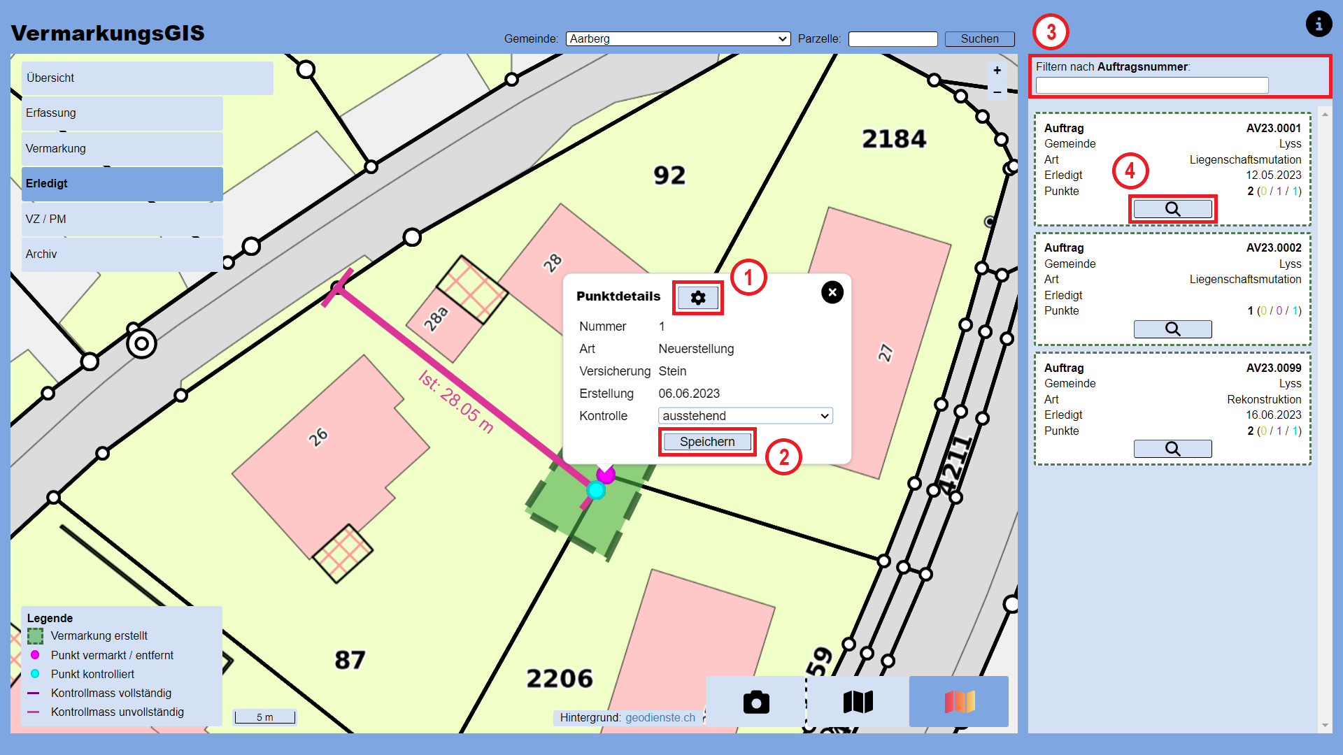 VermarkungsGIS | WebGIS zur Verwaltung der Vermarkung (amtliche Vermessung Schweiz).