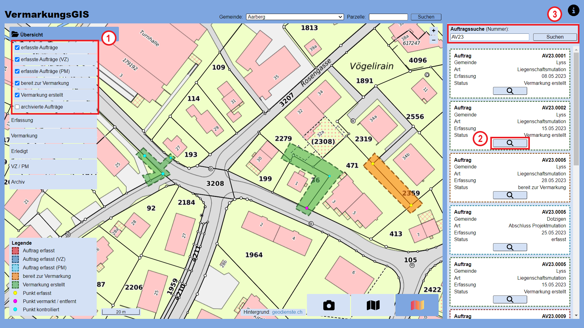 VermarkungsGIS | WebGIS zur Verwaltung der Vermarkung (amtliche Vermessung Schweiz).